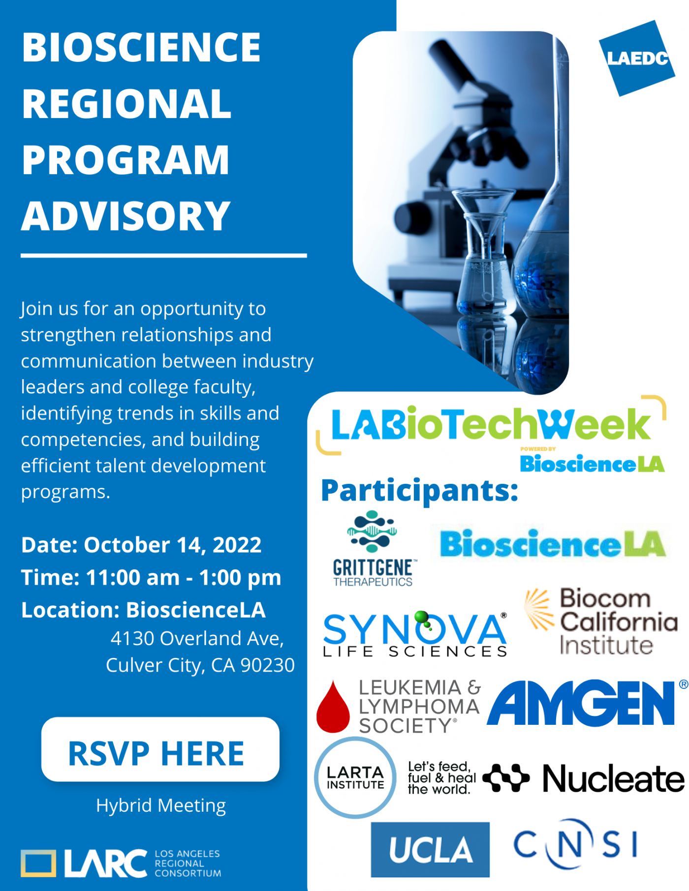 Bioscience Program Advisory Meeting - Los Angeles Regional Consortium (LARC)
