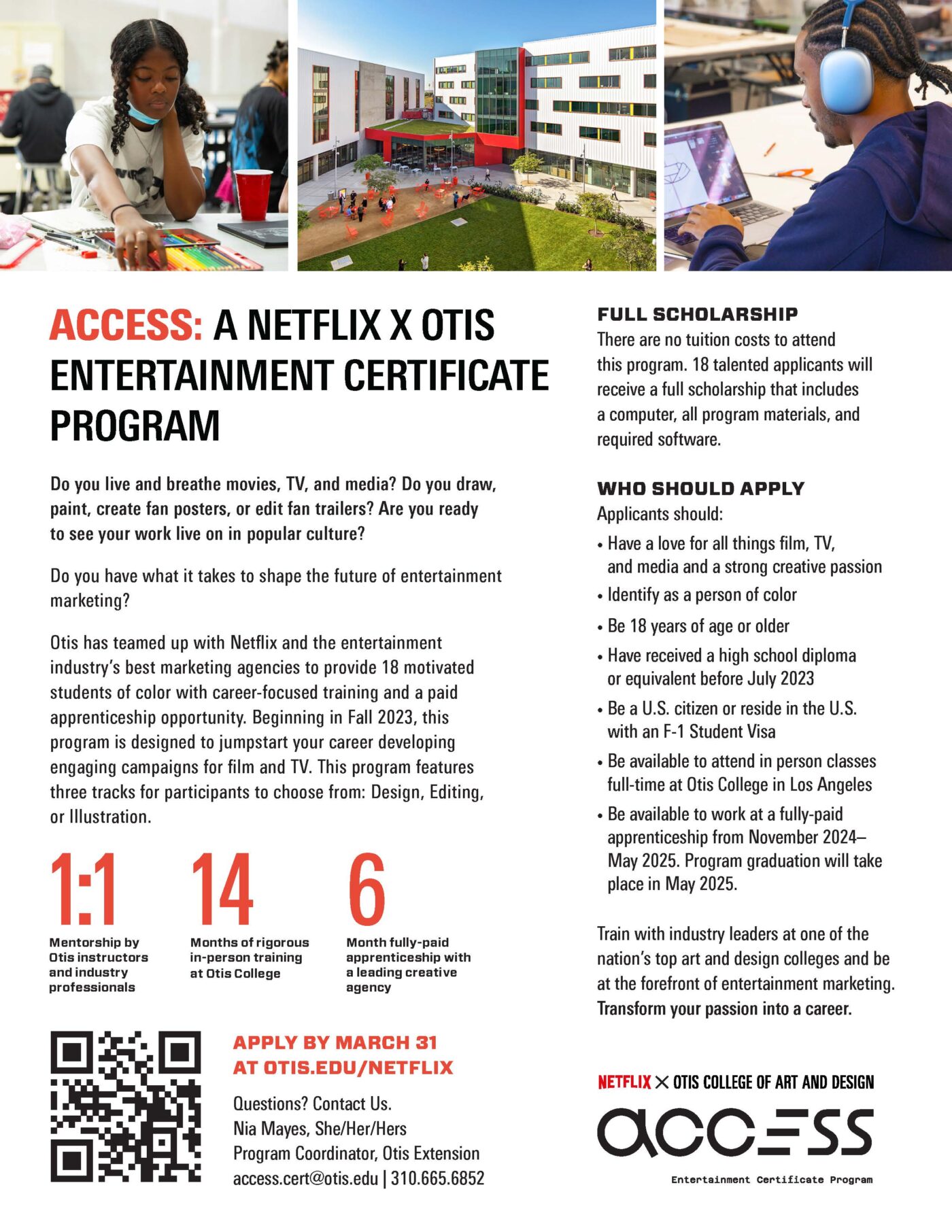 New Netflix x Otis Entertainment Certificate Scholarship Opportunity ...