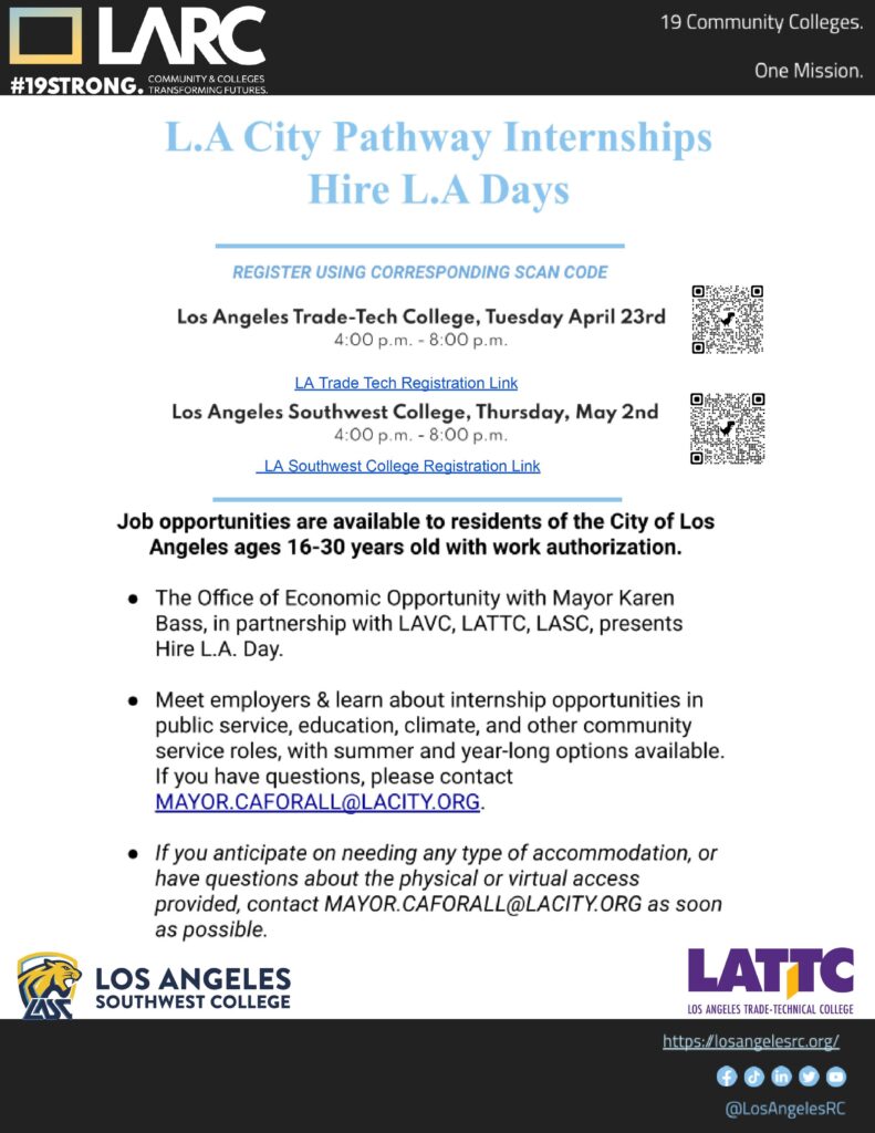 L.A City Pathway Internships Hire L.A Days - Los Angeles Regional Consortium (LARC)
